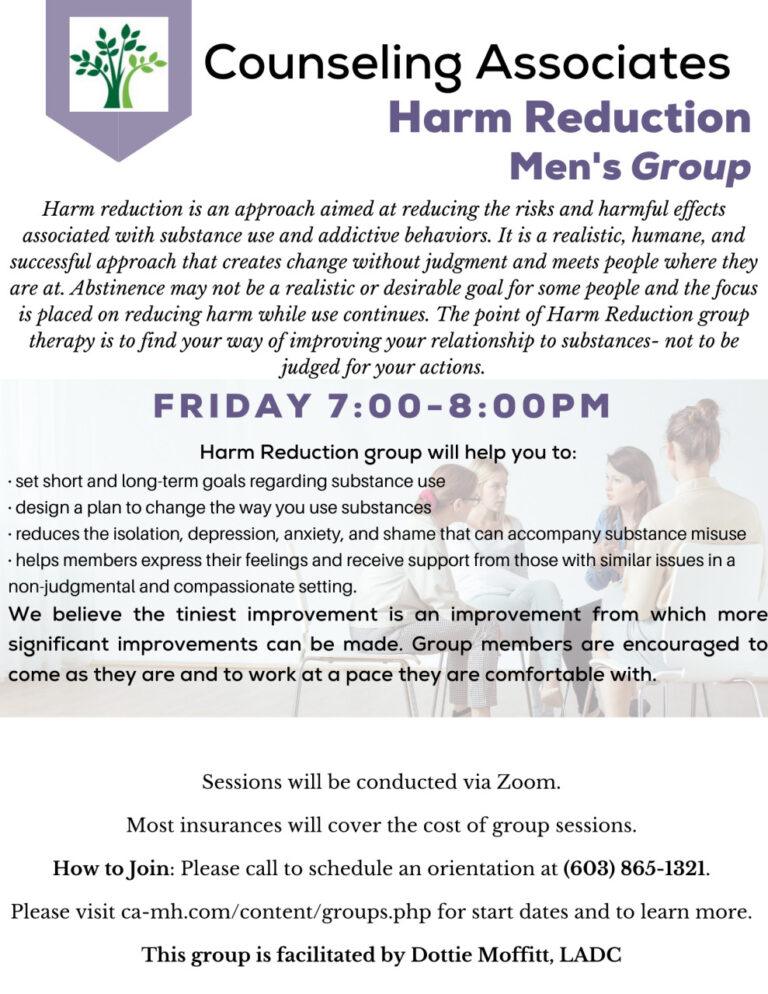 Harm Reduction Men's Group - Counseling Associates
