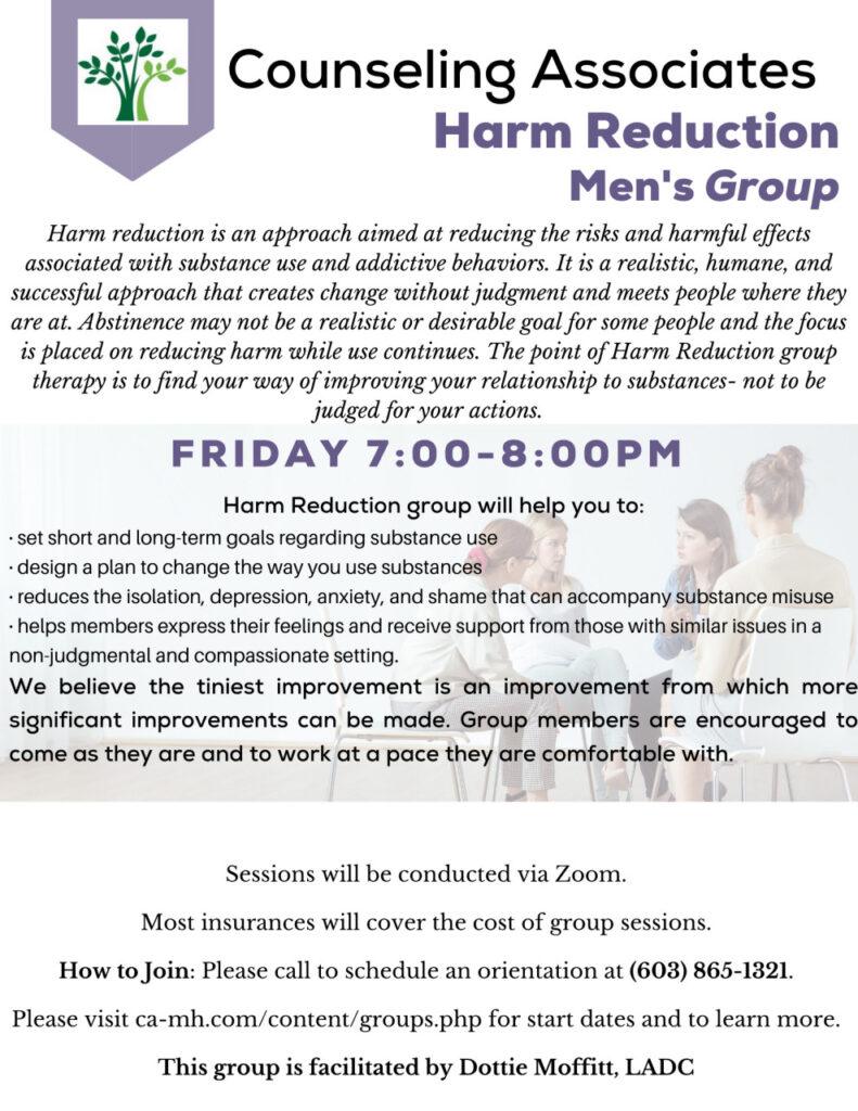 Harm Reduction Men's Group - Counseling Associates